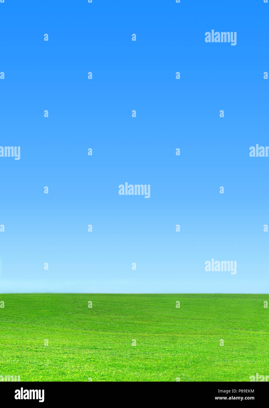 green meadow with blue sky gradient Stock Photo - Alamy