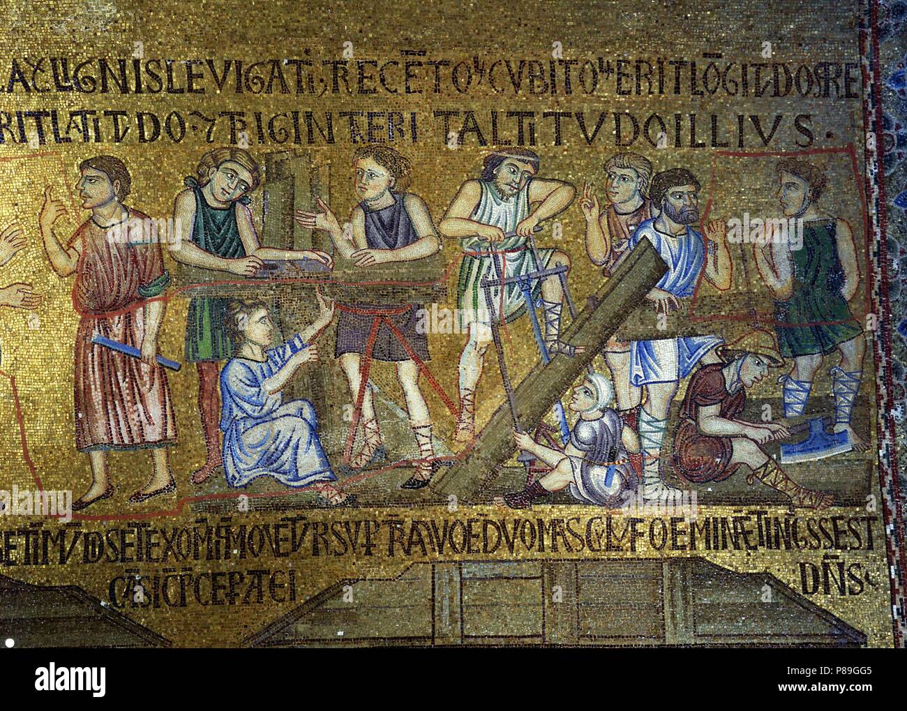 Story of Noah: The building of the Ark (Detail of Interior Mosaics in ...