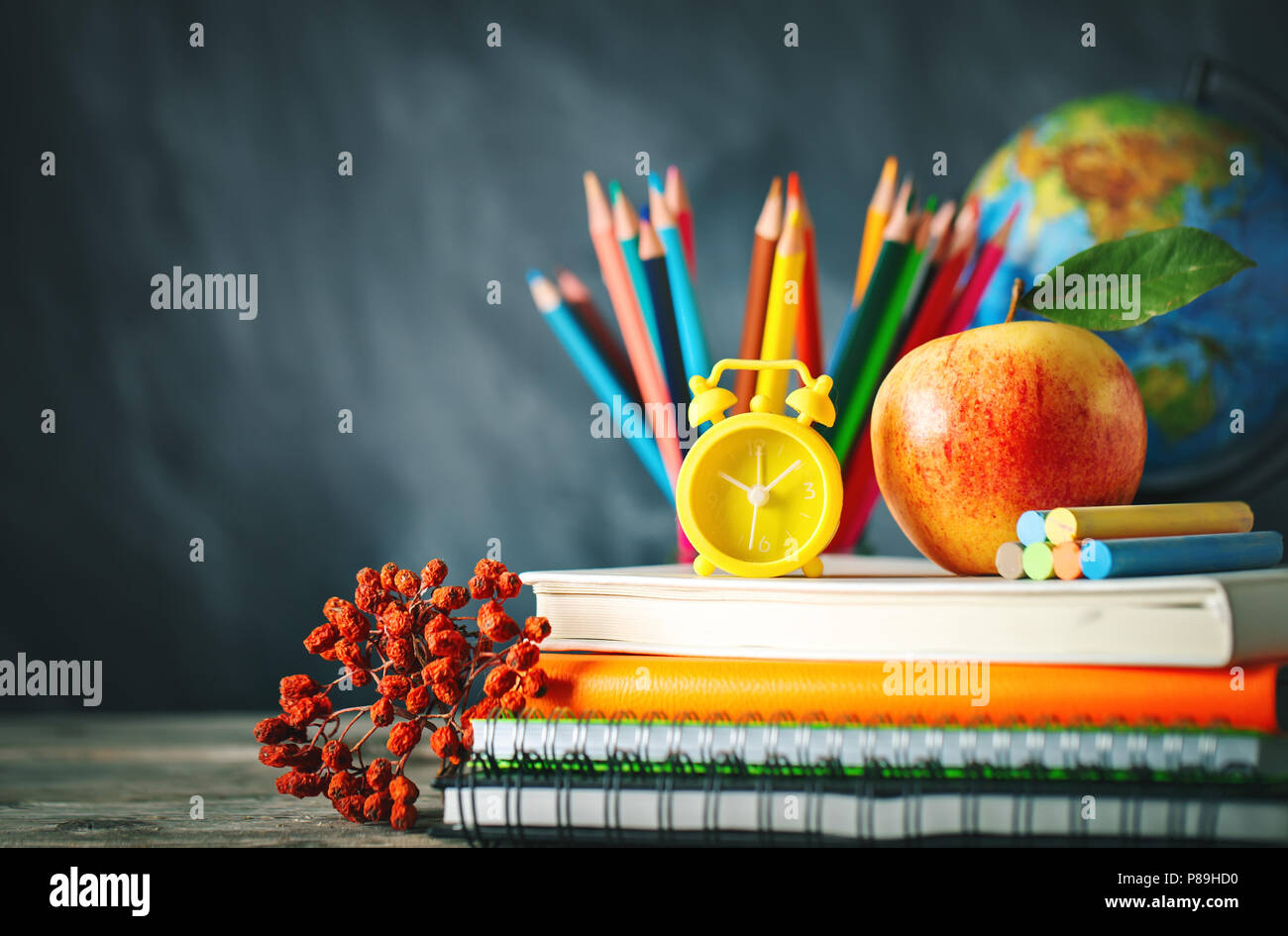 Back to school background with school supplies Stock Photo - Alamy