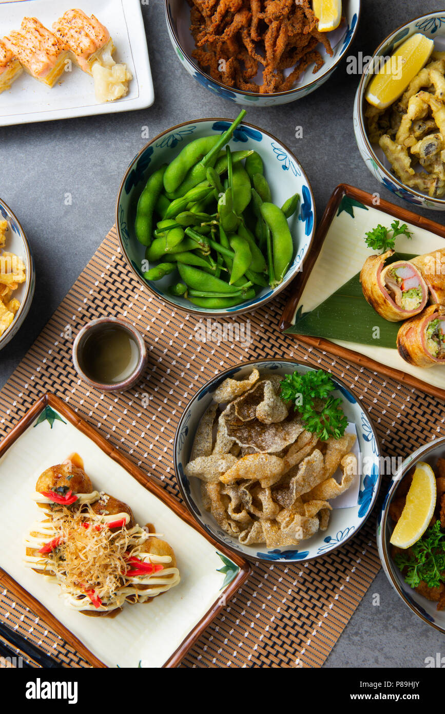 Japanese food served on the table Stock Photo - Alamy