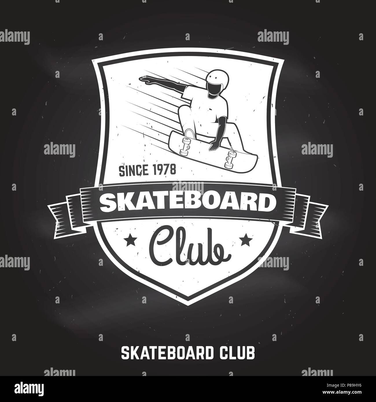 Skateboard club sign on the chalkboard. Vector illustration. Extreme ...