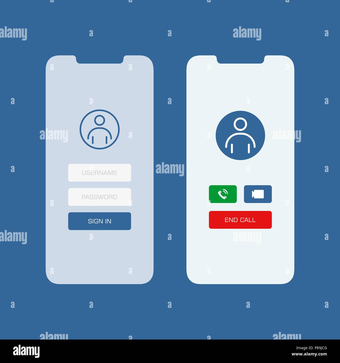 Smartphone screen with sign in video call application ui flat style ...