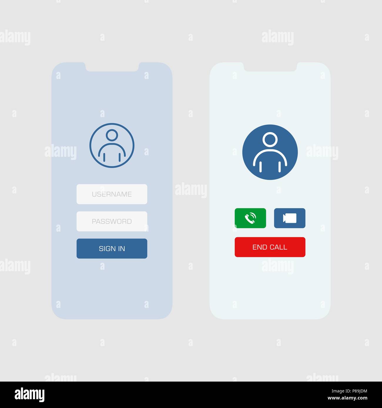 Smartphone screen with sign in video call application ui flat style ...