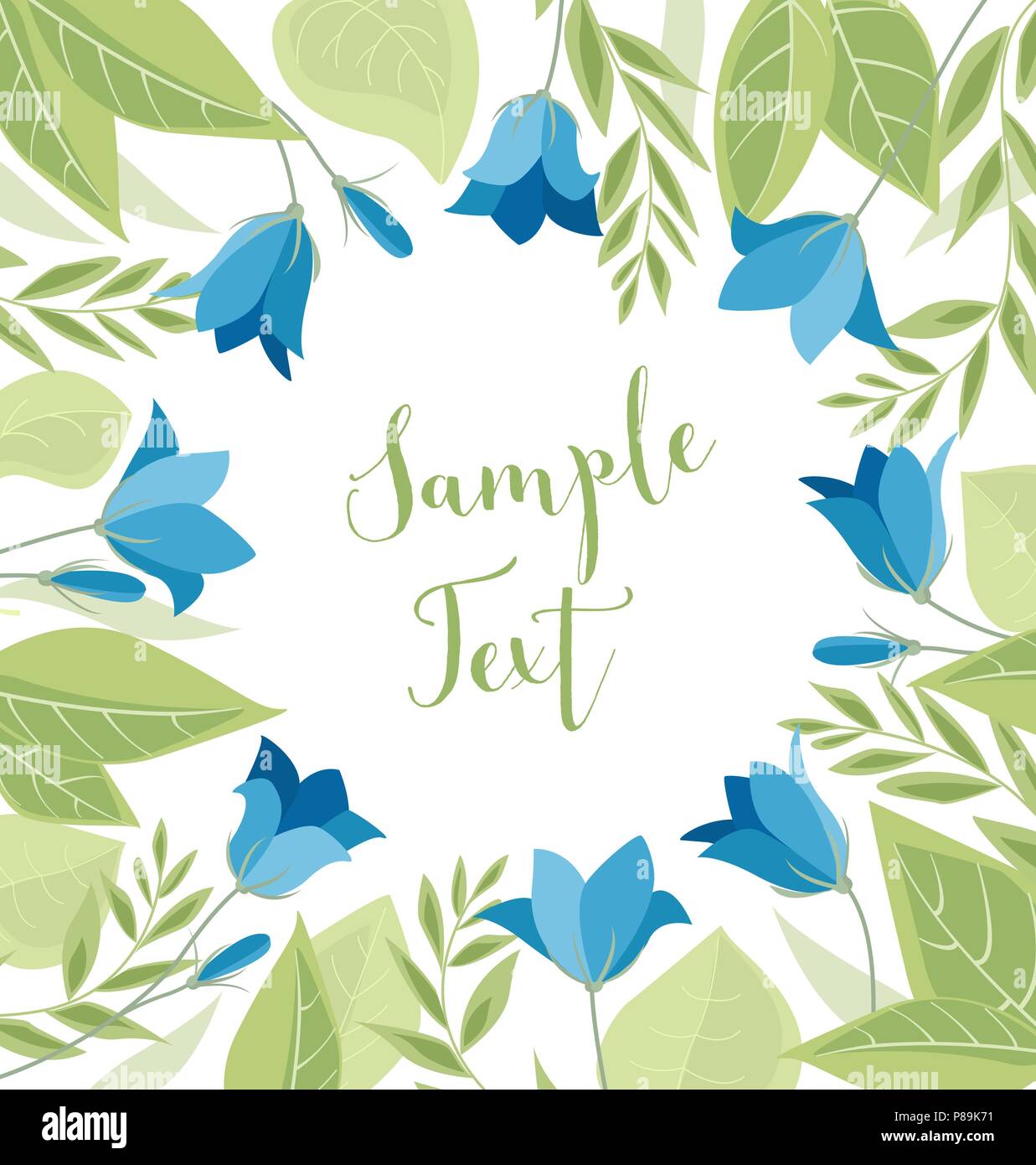 Vector illustration blue bell-shaped flower, summer flower Campanula ...