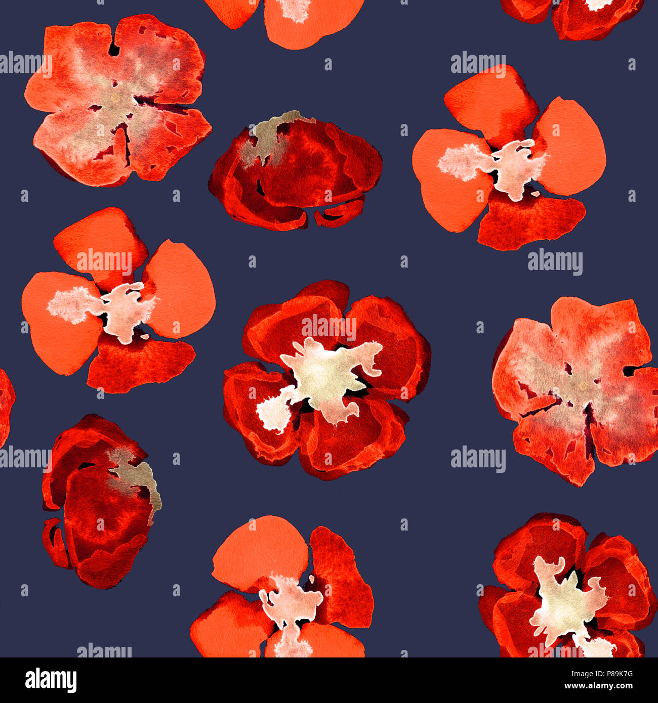 Red poppy floral pattern hi-res stock photography and images - Alamy