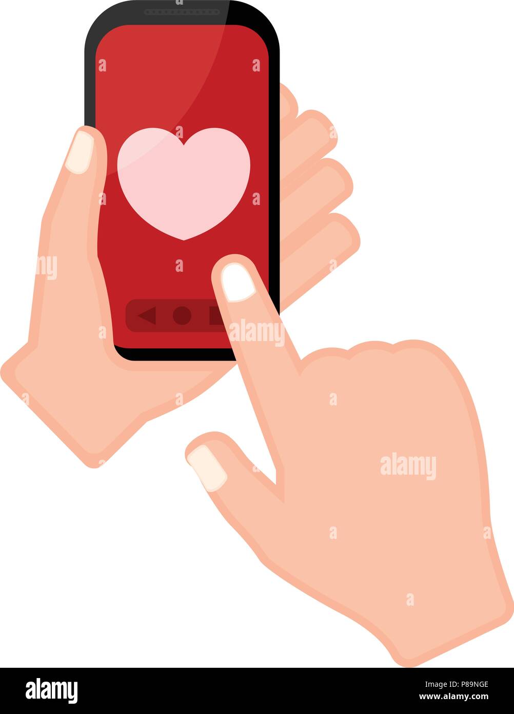 Hand holding a smartphone with a heart shape icon Stock Vector Image ...