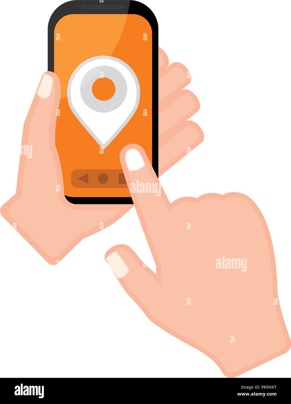 Hand holding a smartphone with a pin icon Stock Vector Image & Art - Alamy