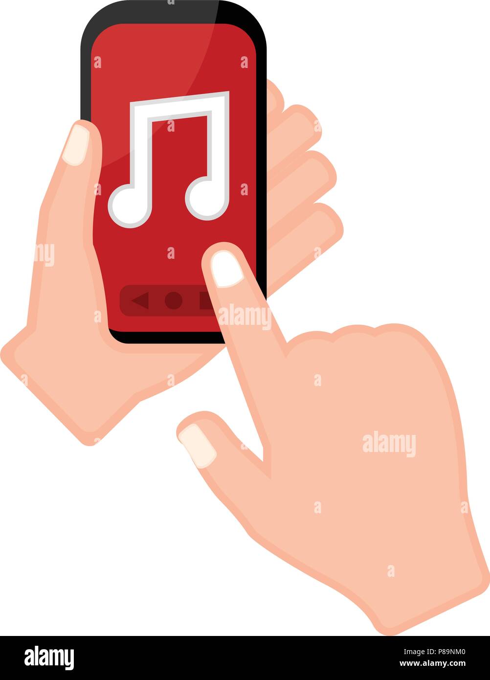 Hand holding a smartphone with a music player app Stock Vector Image ...