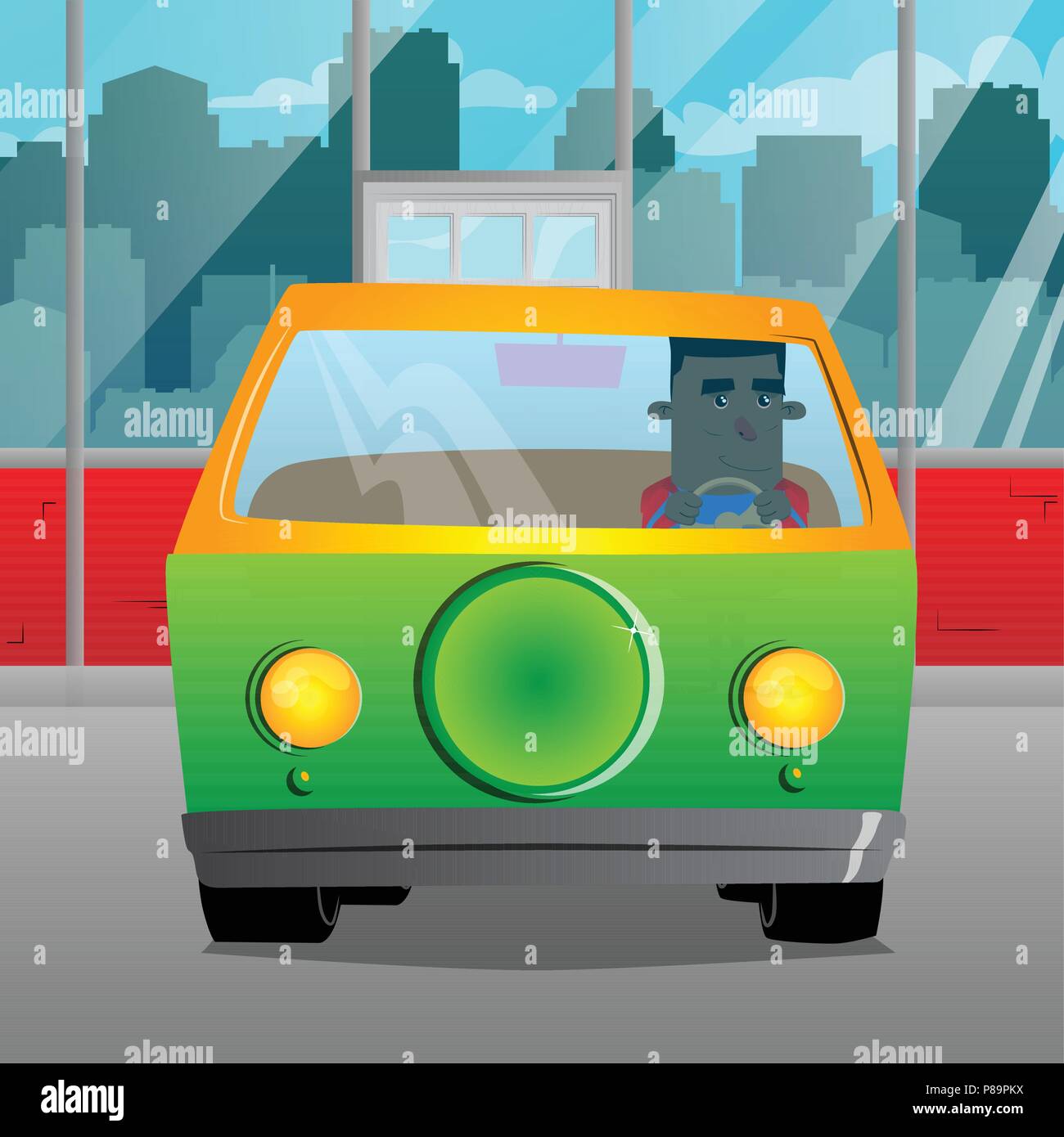 Schoolboy driving. Vector cartoon character illustration Stock Vector ...