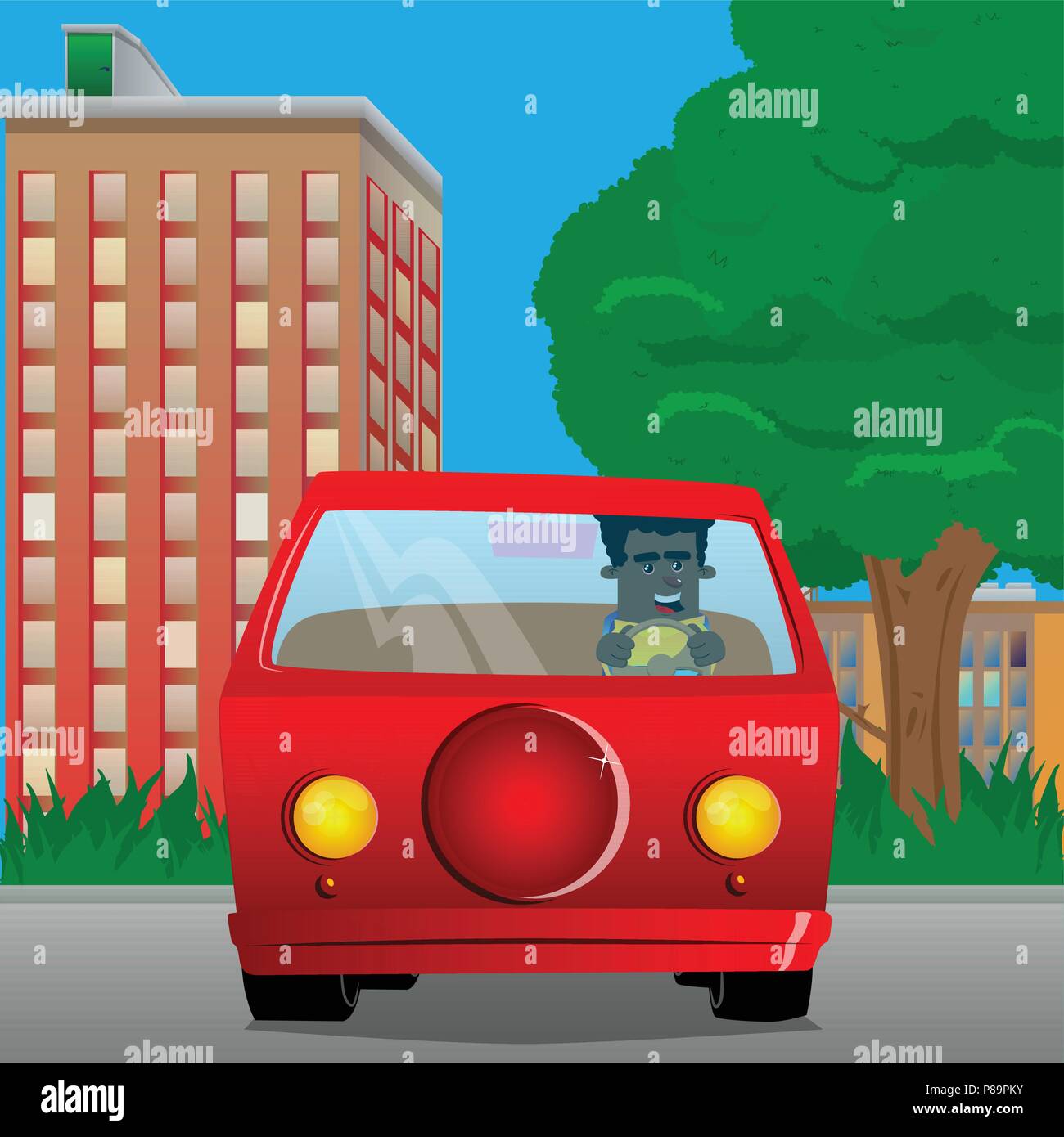 Schoolboy driving vector cartoon hi-res stock photography and images ...