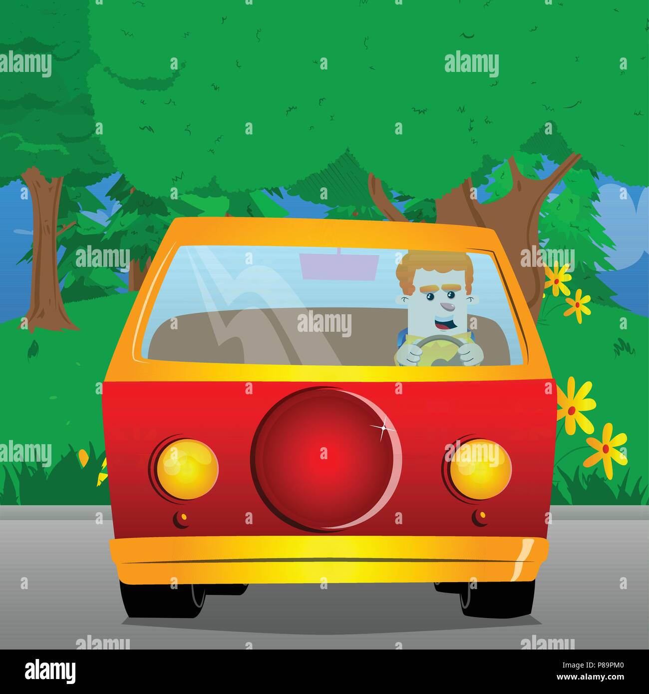 Schoolboy driving. Vector cartoon character illustration Stock Vector ...