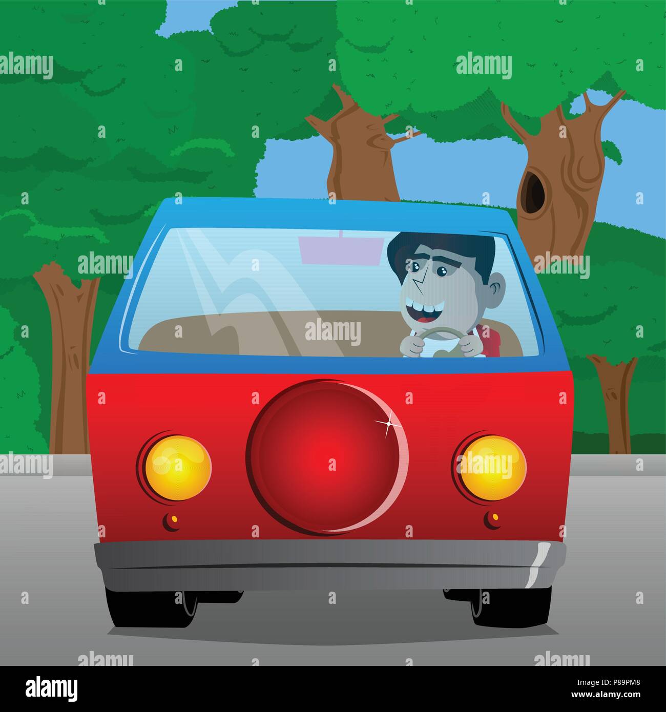Schoolboy driving. Vector cartoon character illustration Stock Vector ...