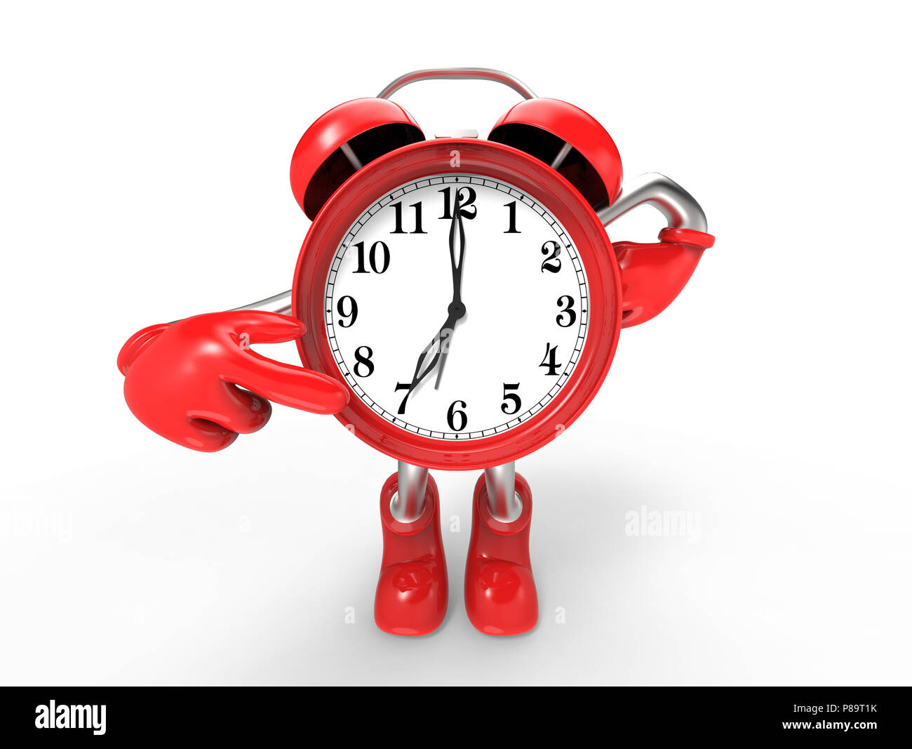 character alarm clock, isolated on white background Stock Photo - Alamy