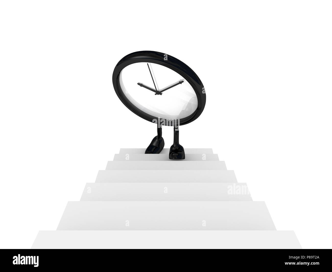 clock goes up the steps of a staircase in front again Stock Photo - Alamy