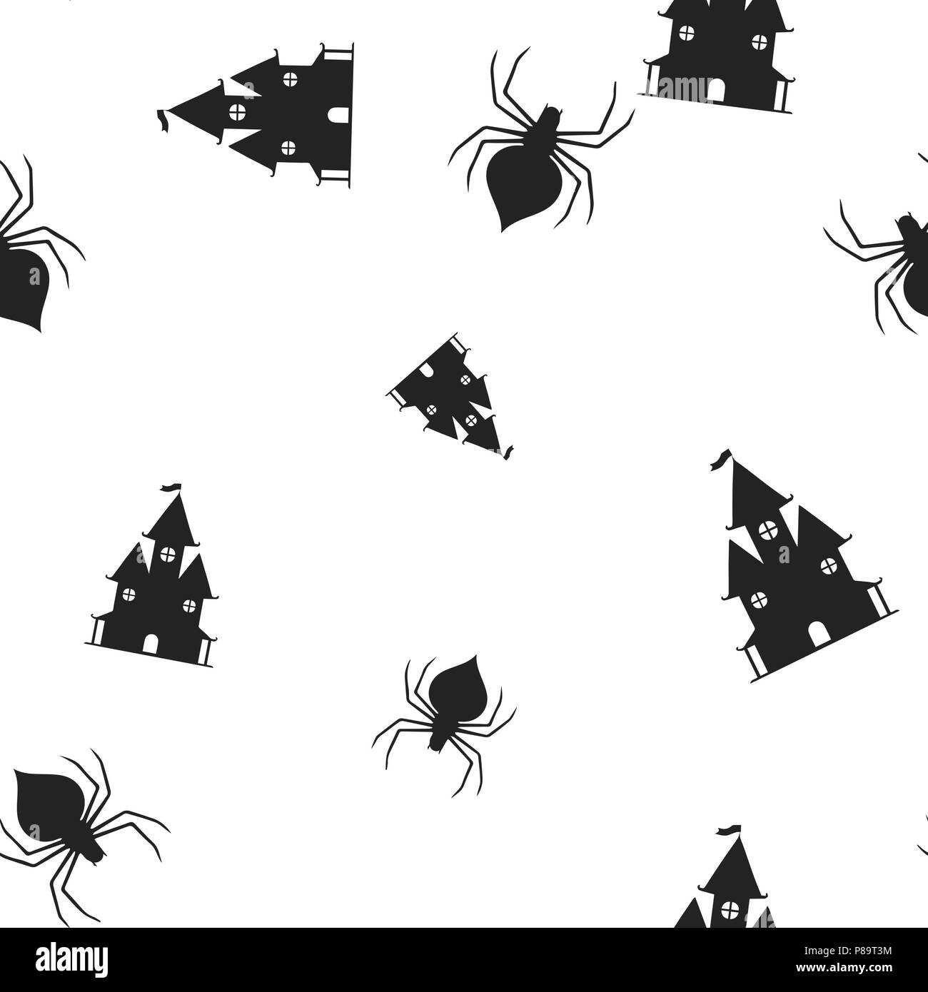 Castle spider Halloween pattern seamless. Vector illustration. Isolated ...