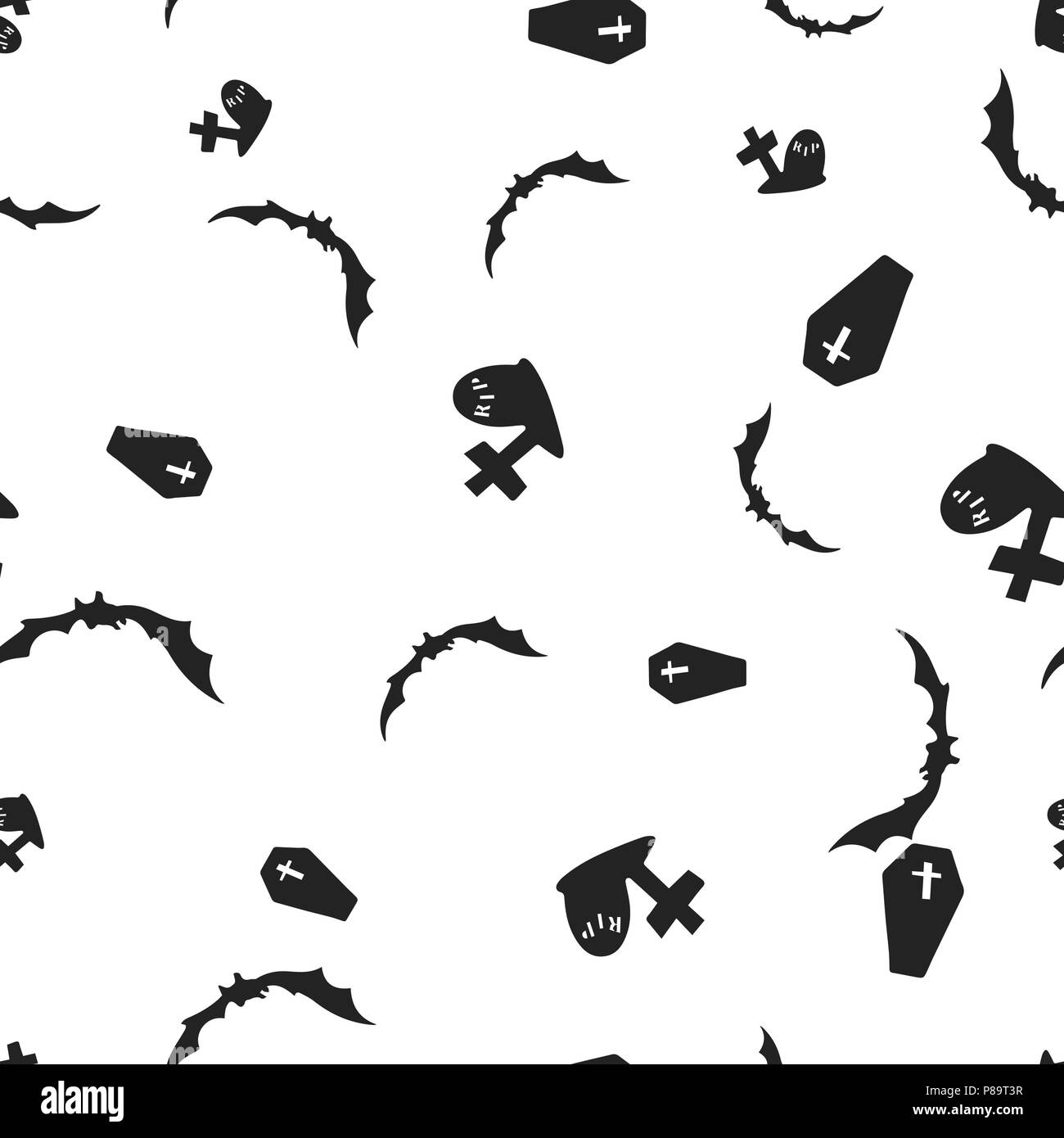 Death Halloween pattern seamless. Vector illustration. Isolated white ...