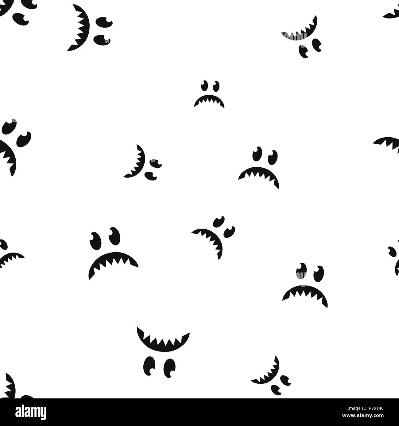 Sad face Halloween seamless pattern. Vector illustration. Isolated ...