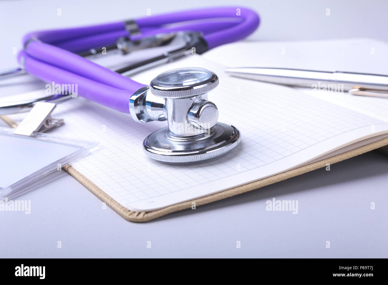 Stethoscope, RX prescription and note isolated on white background ...