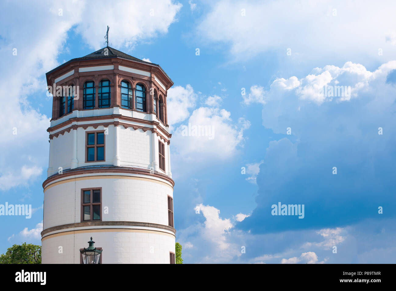 Travel in Germany, the roof of the old tower. Beautiful blue sky and ...
