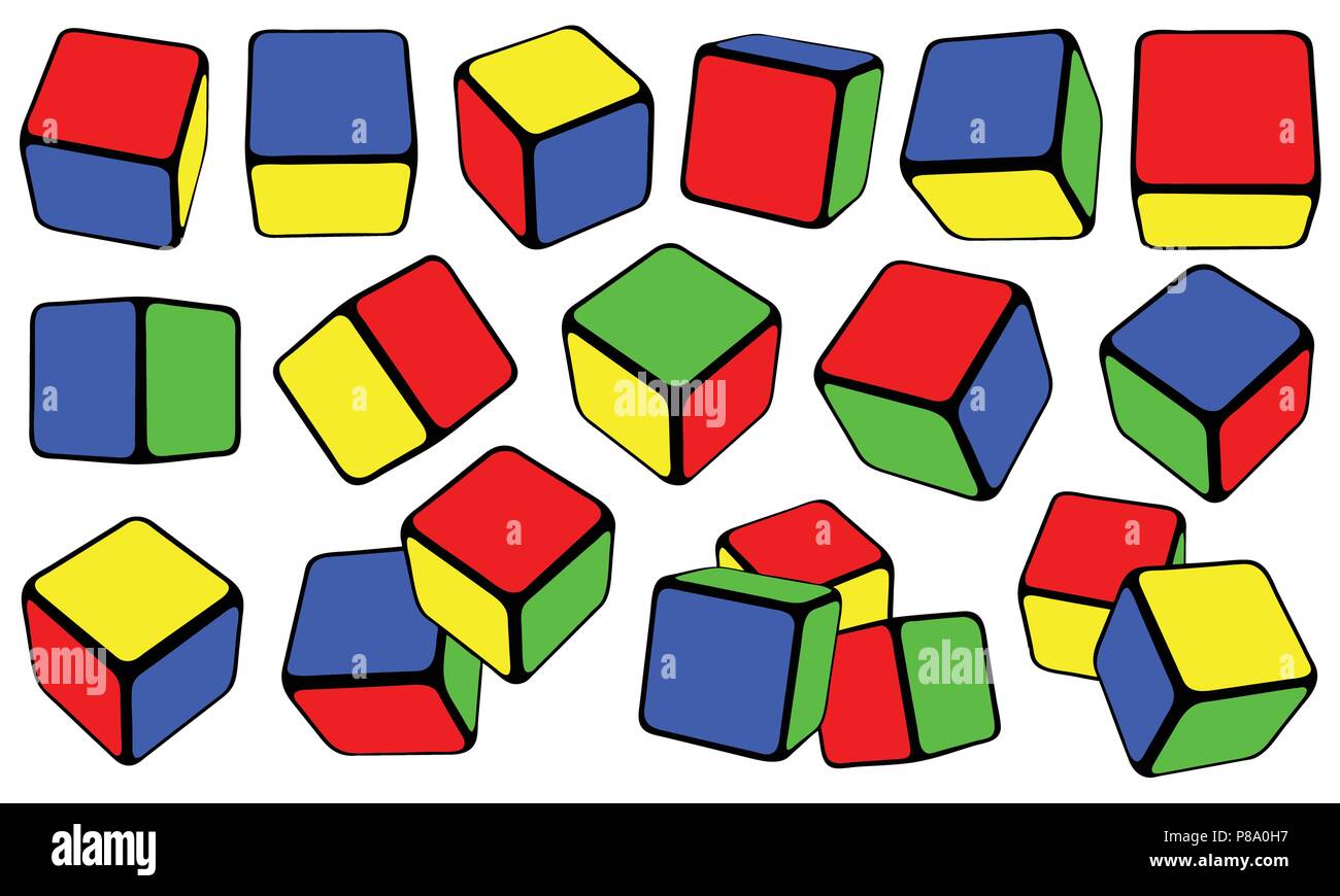 Set of different colorful cubes isolated on white Stock Vector Image ...