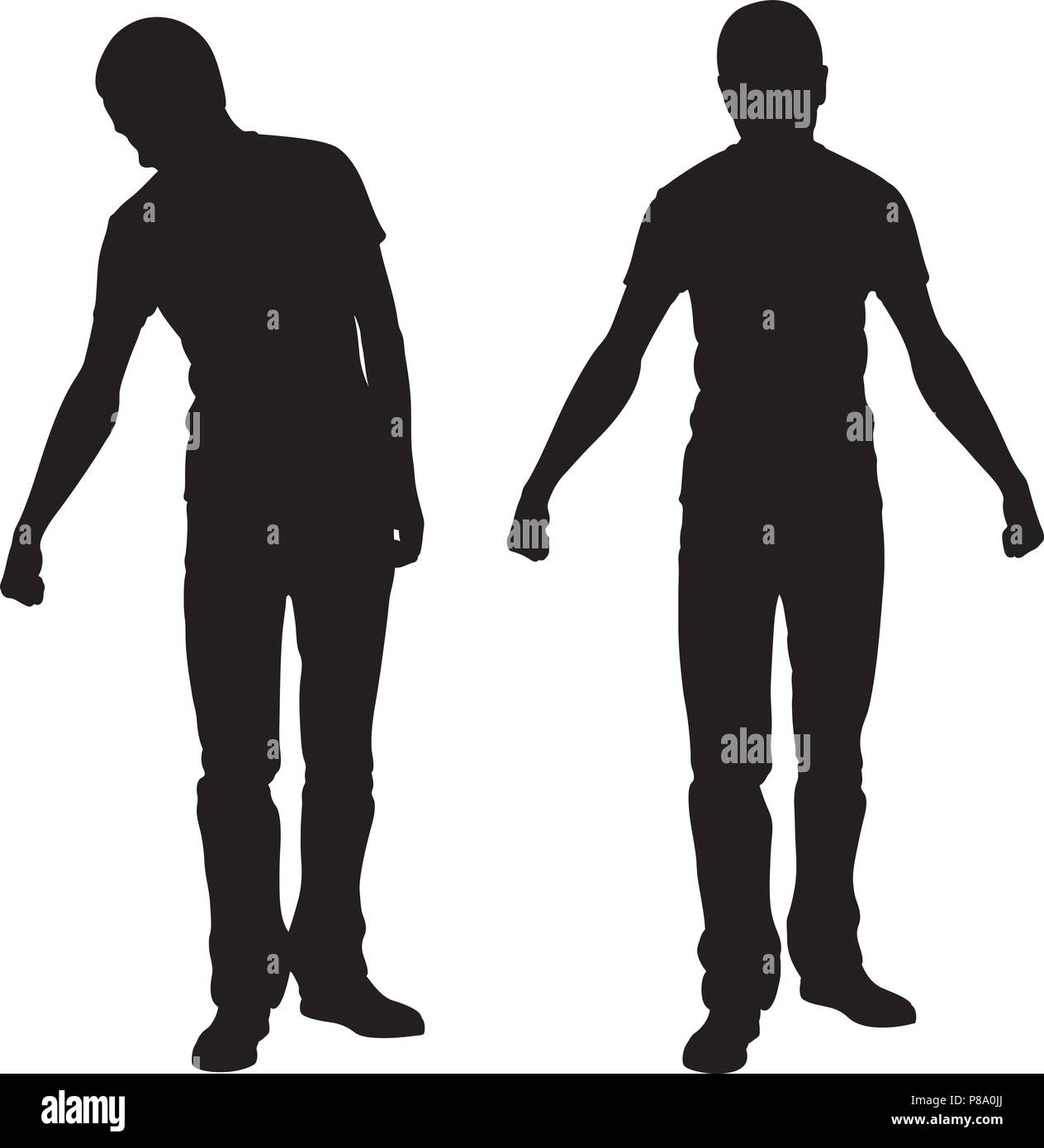 Silhouettes of men holding things in hands isolated on white Stock ...