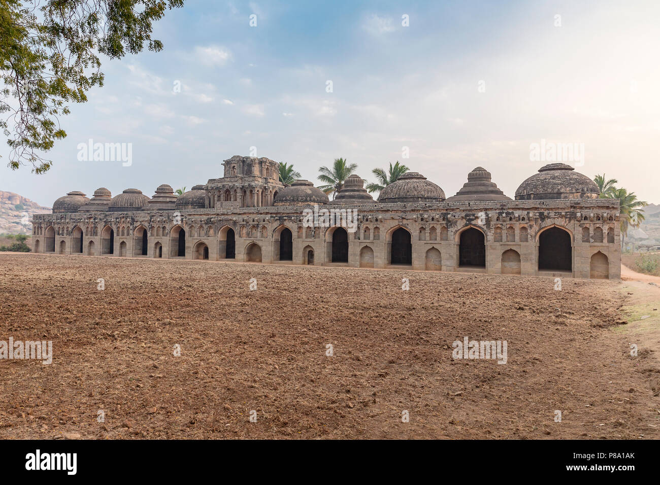 Syncretic style monument Elephant Stables, Hampi, Karnataka, India ...