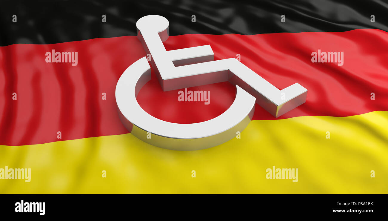 Germany and disability. Wheelchair, disabled sign isolated on German ...