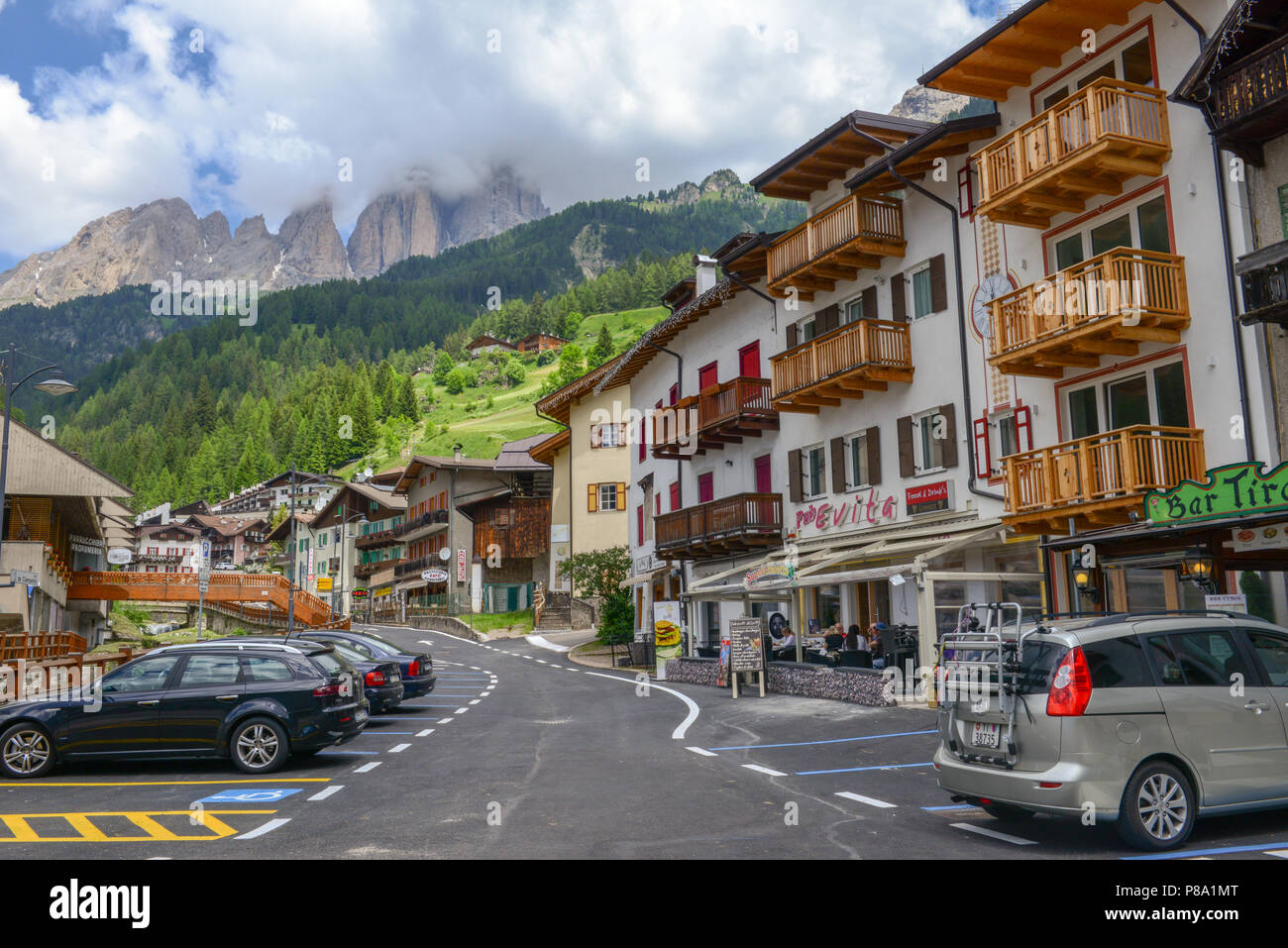 Canazei, Italy - 21 June 2018: Village of Canazei on Fassa valley in ...