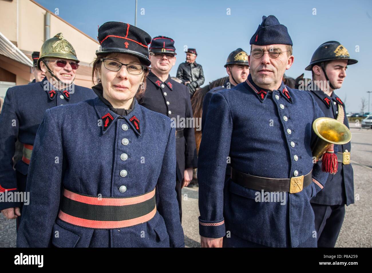 THE FIREFIGHTERS' FORMER UNIFORMS Stock Photo - Alamy