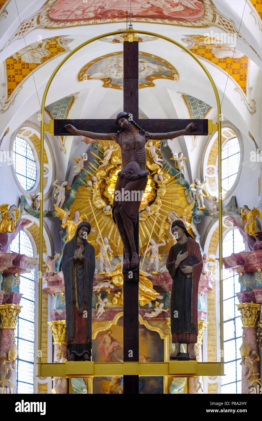 Romanesque cross with Mother of God and John, monastery church, Ursberg ...