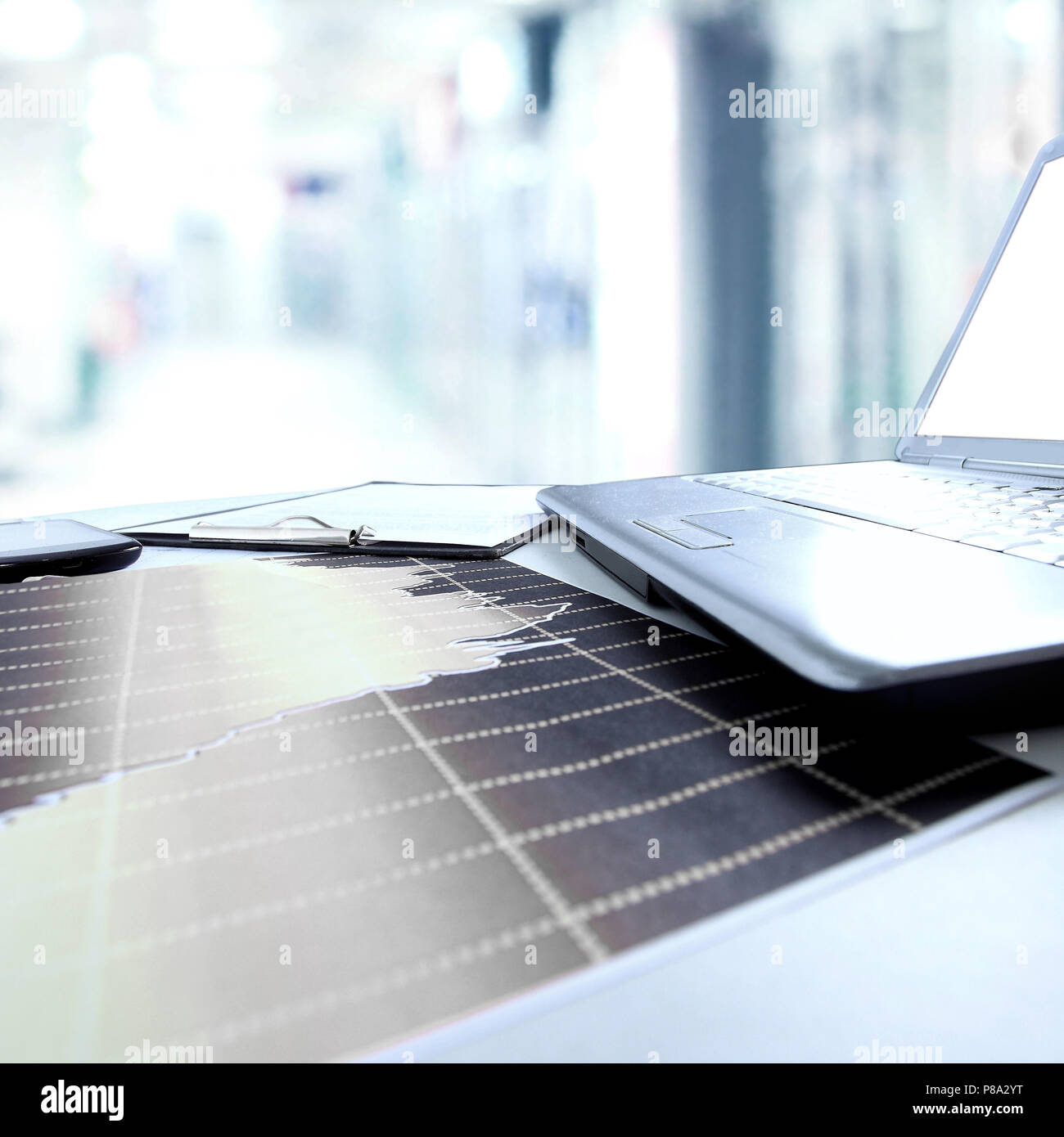 Graphs, charts, business table. The workplace of business people ...
