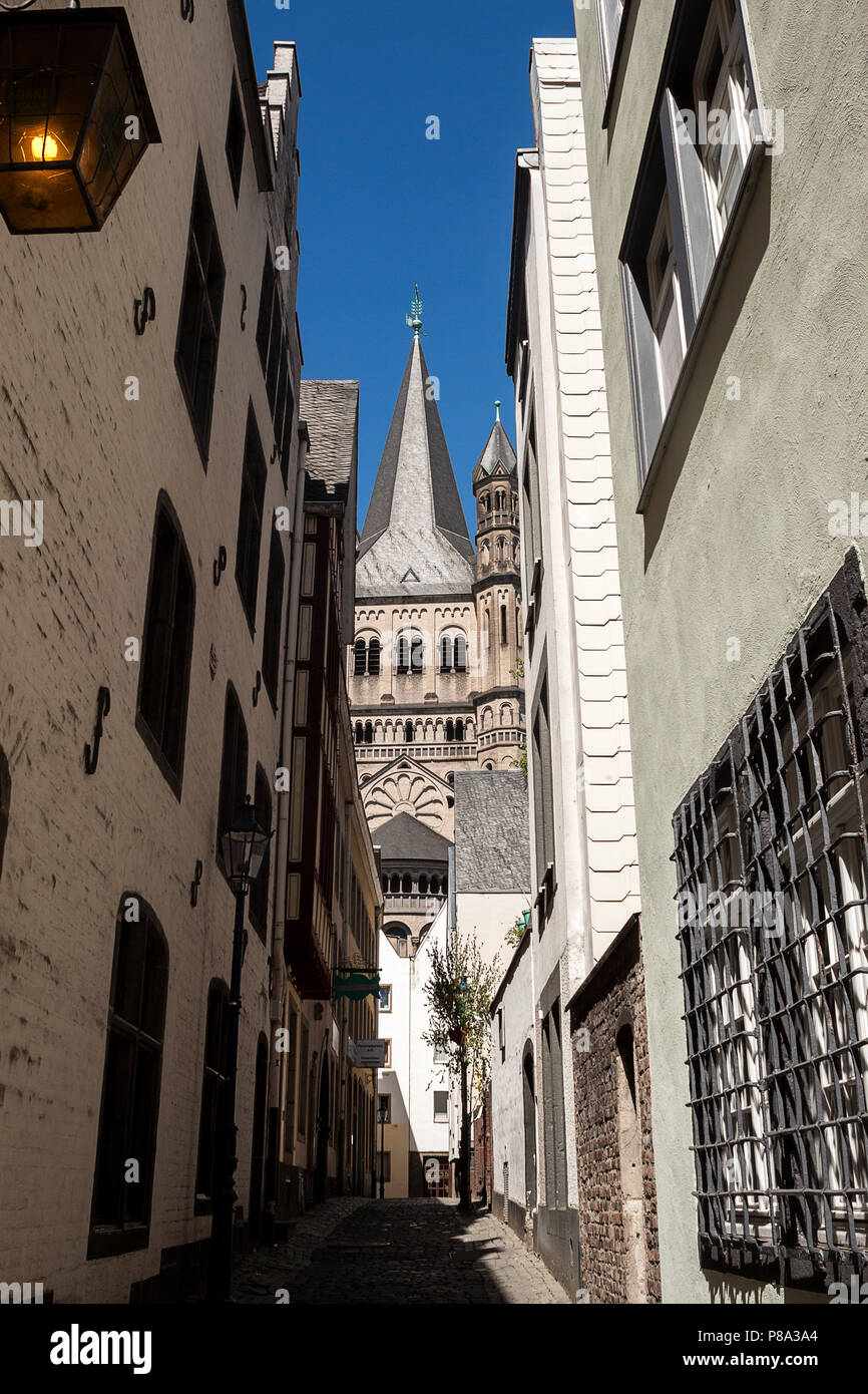 Cologne cathedral and the church of gross st martin hi-res stock ...