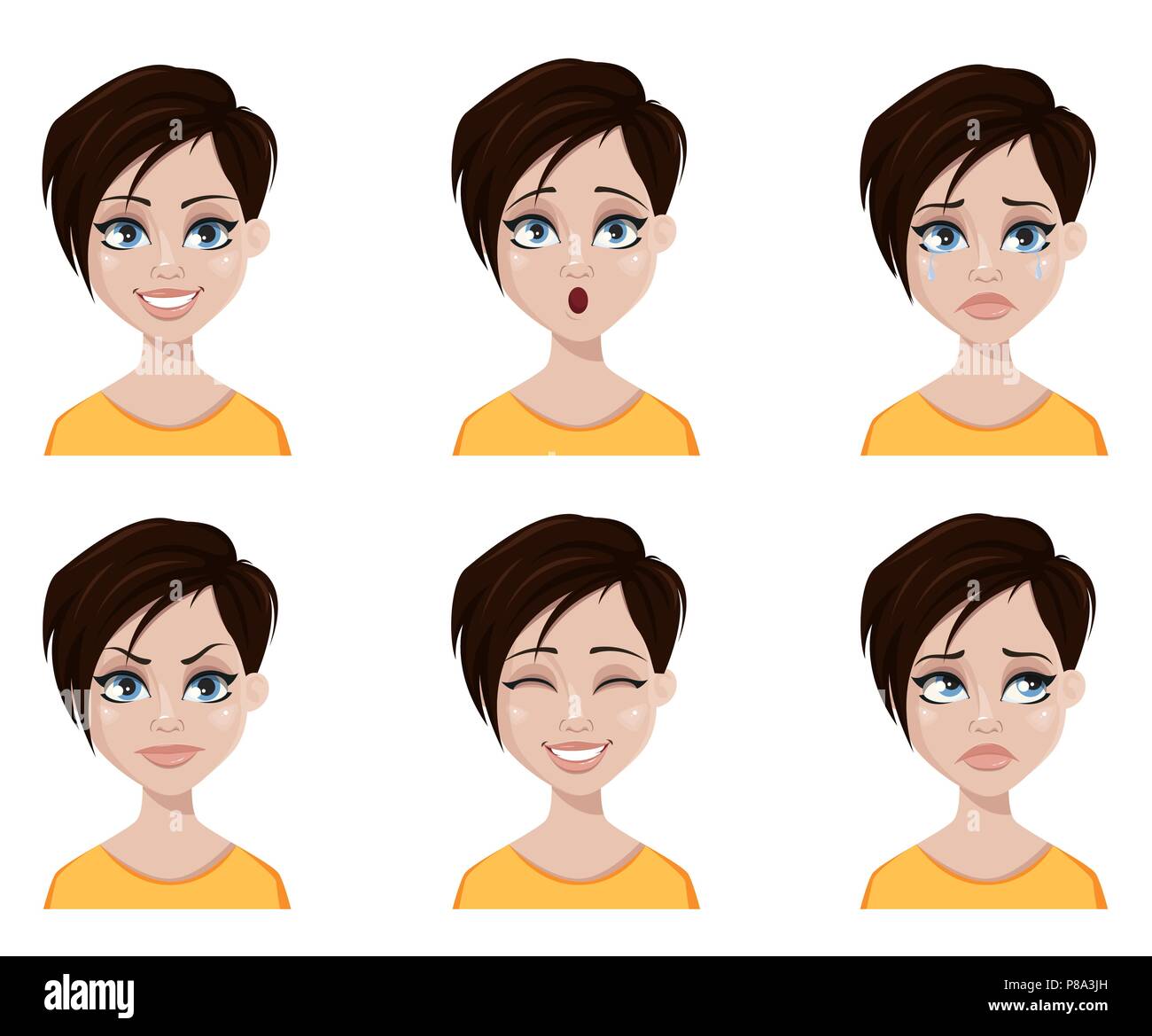 Sad hairstyle Stock Vector Images - Alamy