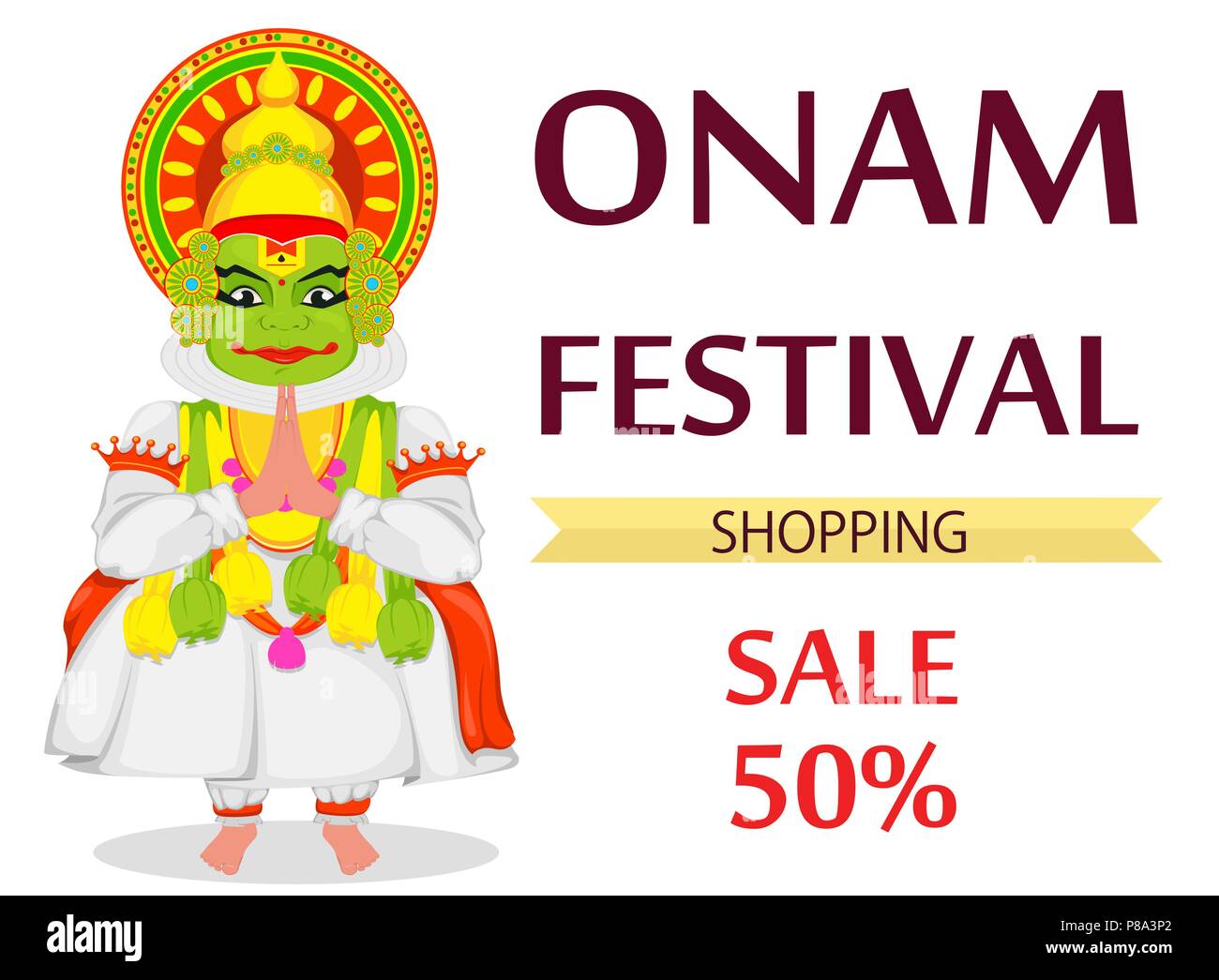 Kathakali dancer. Happy Onam festival of South India Kerala. Colorful ...