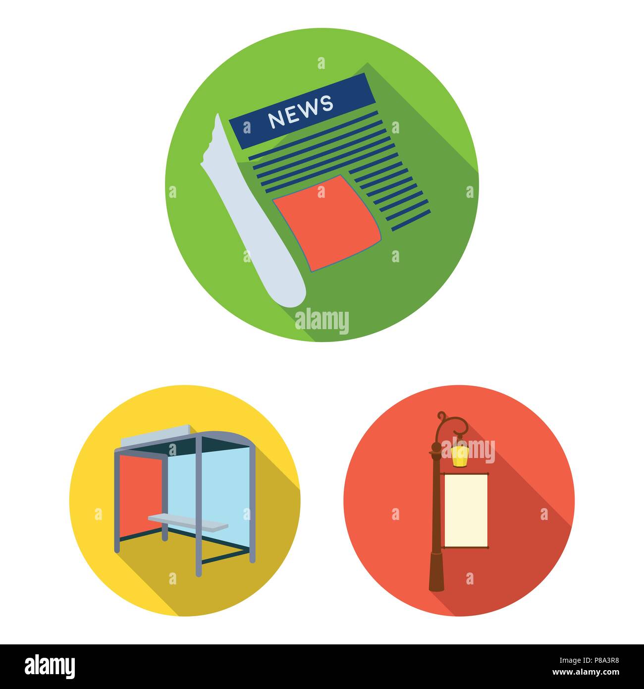 Production of advertising flat icons in set collection for design ...