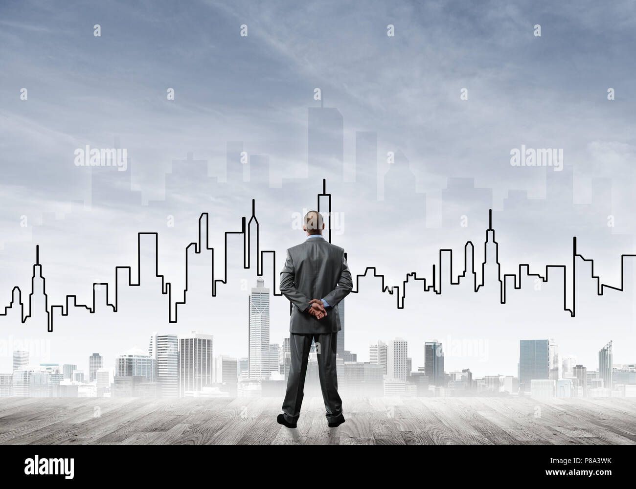 Motivation and inspiration concept with modern cityscape and ...