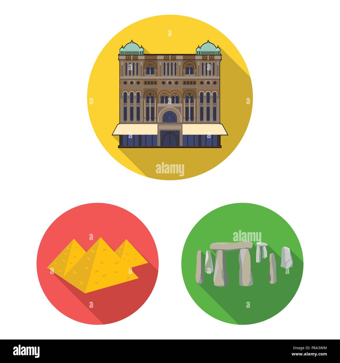 Sights of different countries flat icons in set collection for design ...