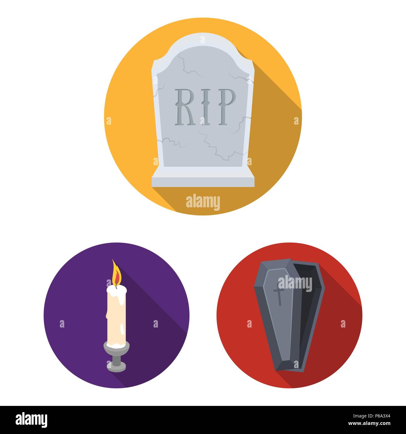 Funeral ceremony flat icons in set collection for design. Funerals and ...