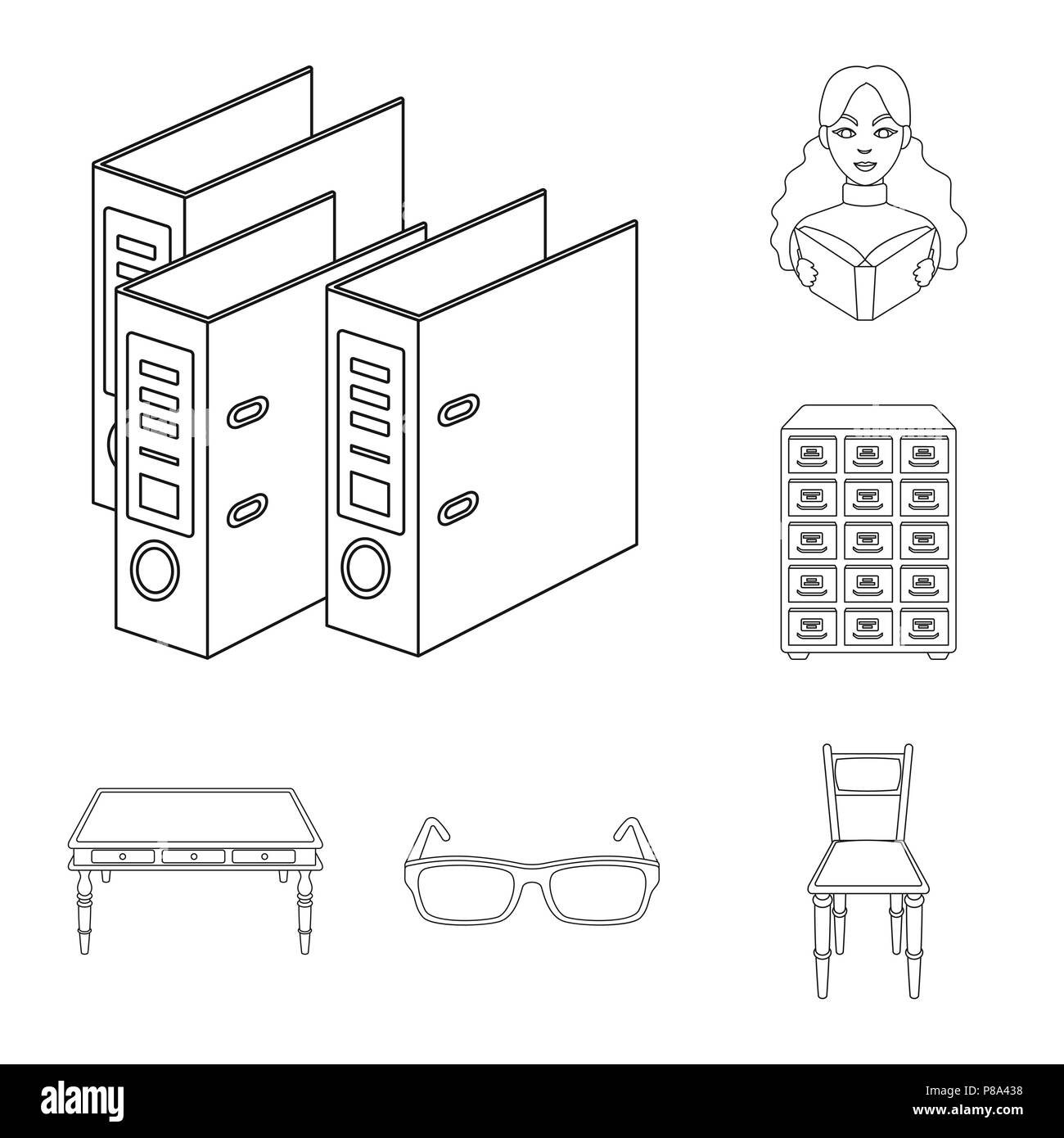 Library and bookstore outline icons in set collection for design. Books ...