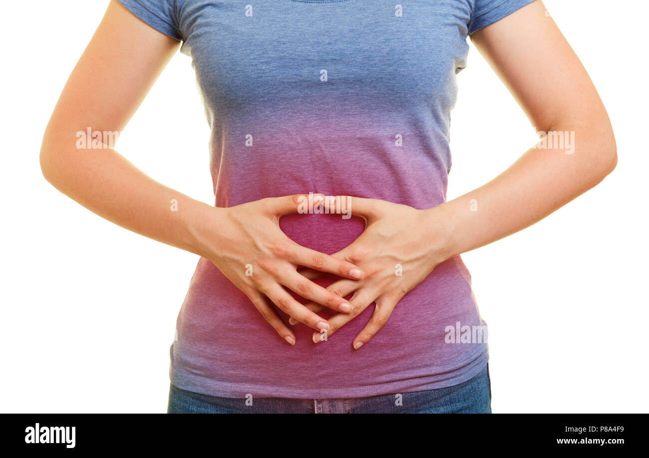 Woman hand stomach press hi-res stock photography and images - Alamy