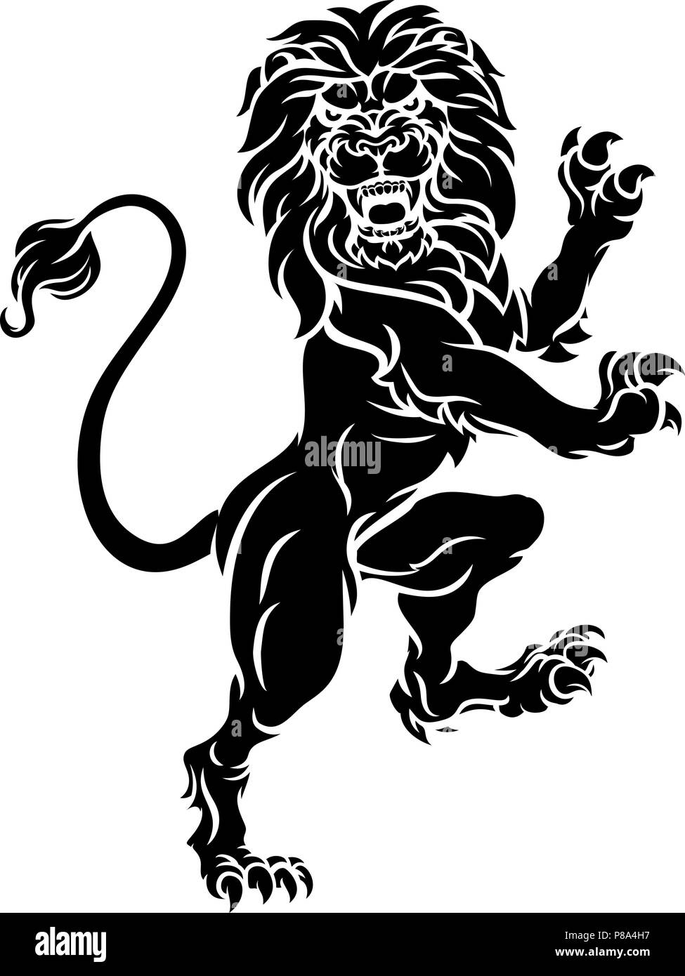 Rampant lion drawing hi-res stock photography and images - Alamy