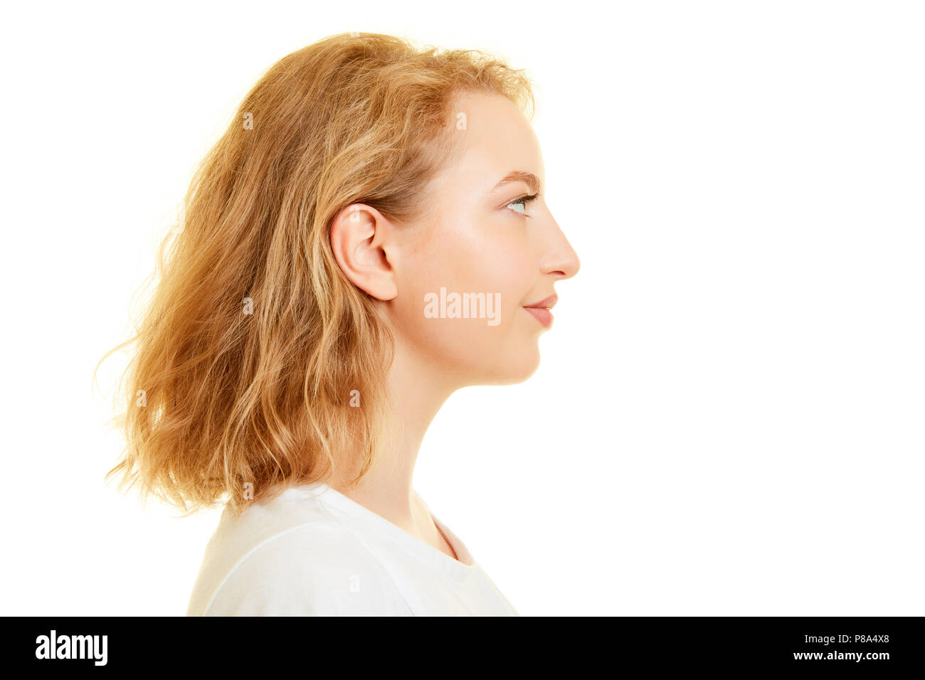 Face happy profile hi-res stock photography and images - Alamy