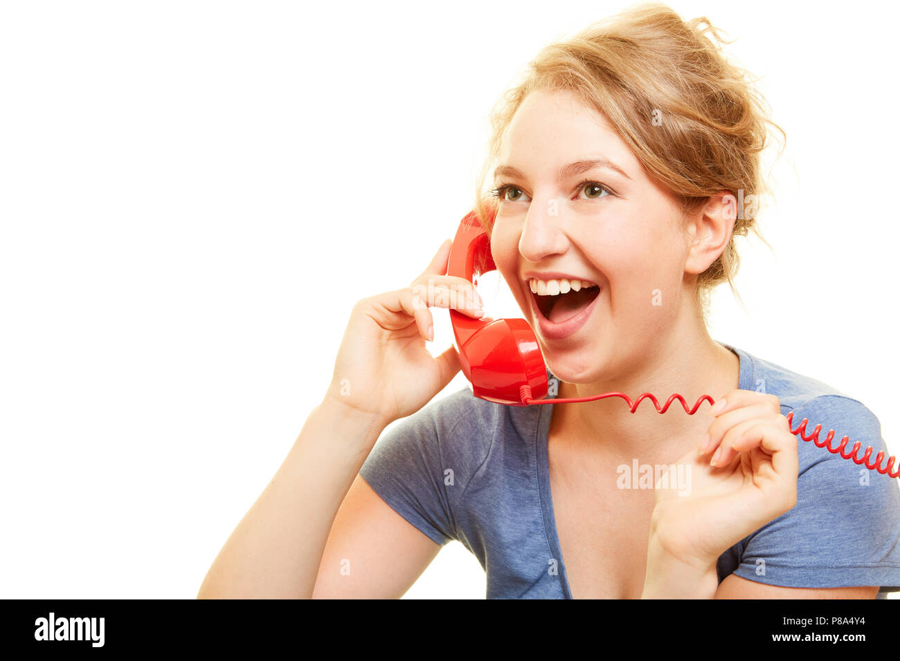 Surprised woman on phone hi-res stock photography and images - Alamy