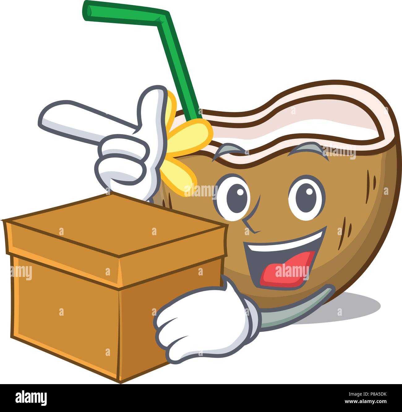 With box cocktail coconut character cartoon Stock Vector Image & Art ...