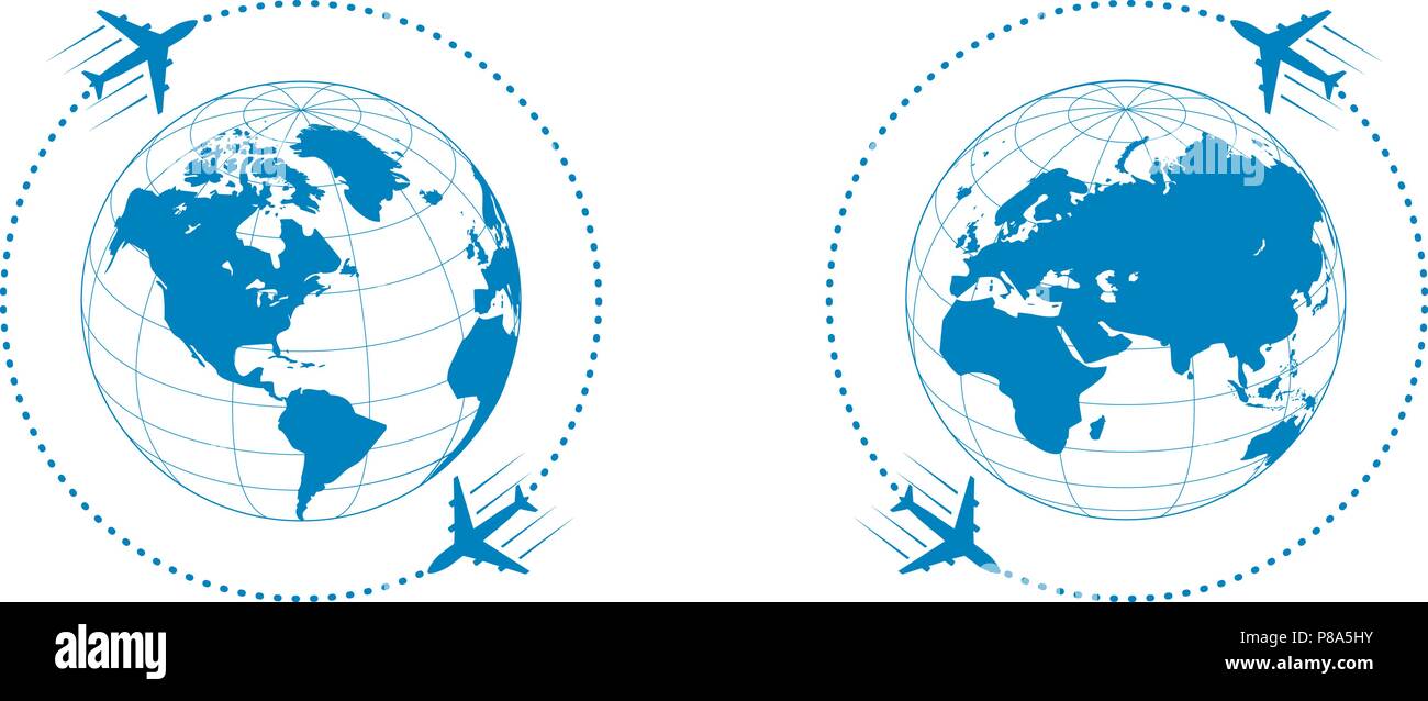 plane and globe Stock Vector Image & Art - Alamy