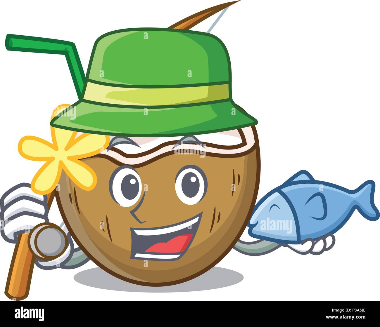 Fishing cocktail coconut mascot cartoon Stock Vector Image & Art - Alamy