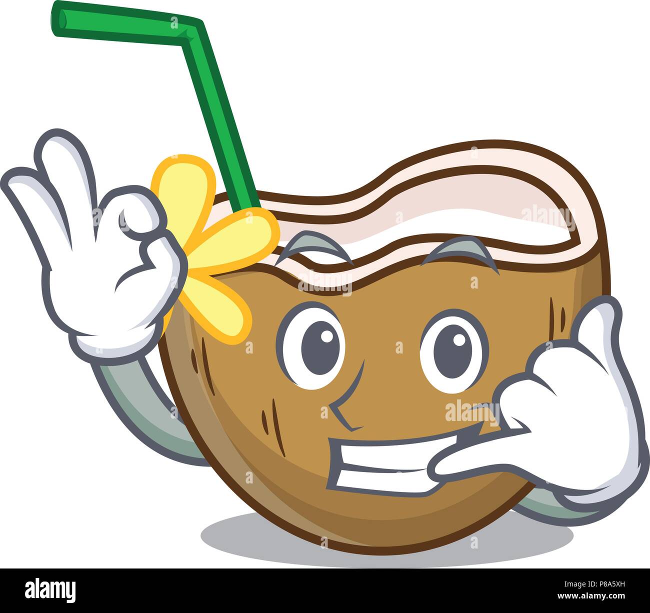 Call me cocktail coconut mascot cartoon Stock Vector Image & Art - Alamy