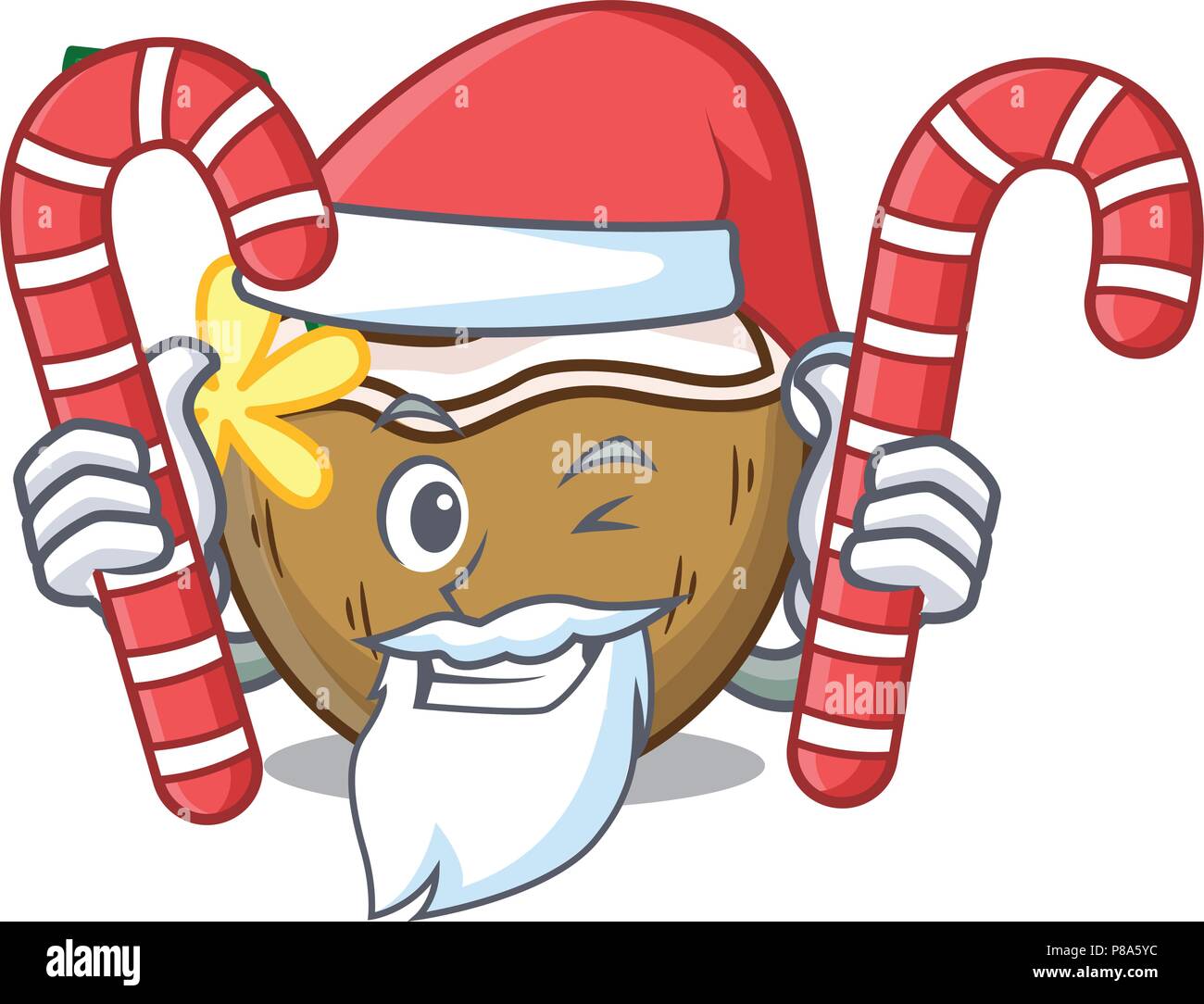 Santa with candy cocktail coconut mascot cartoon Stock Vector Image ...