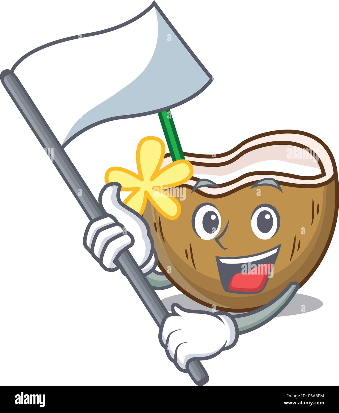 With flag cocktail coconut mascot cartoon Stock Vector Image & Art - Alamy