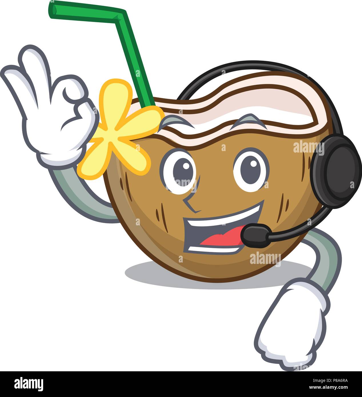 With headphone cocktail coconut mascot cartoon Stock Vector Image & Art ...